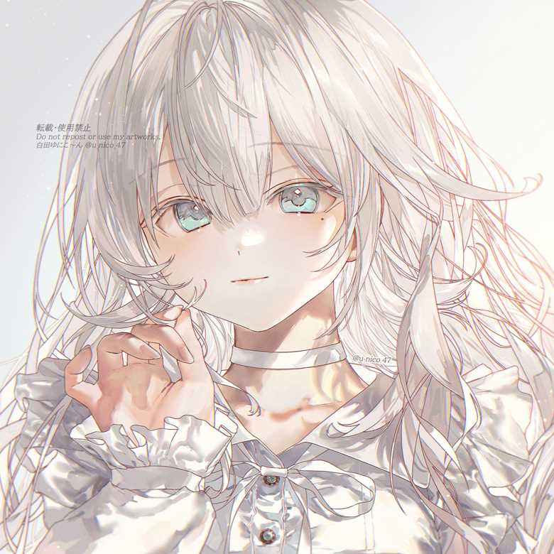 原创,原创,女孩子,白发,long white hair,蝴蝶结,frills,woman,string ribbon,白色连衣裙, - 白田ゆにこ〜ん'illustration ...