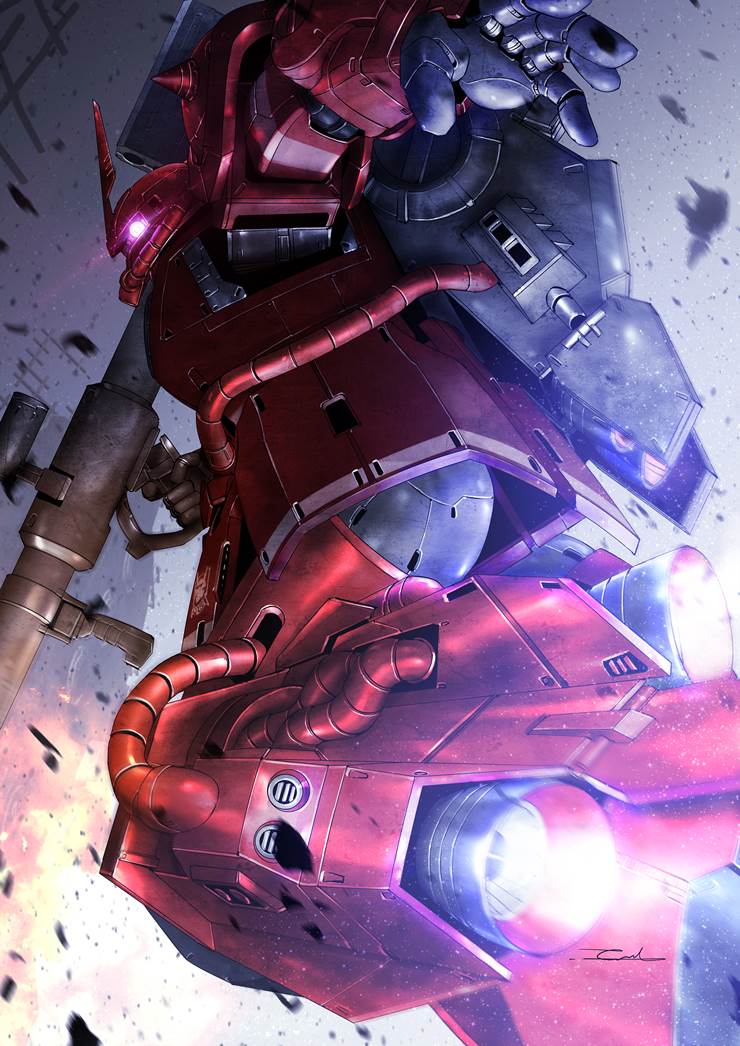 「赤い彗星 / The Red Comet」|插画师TAKA-F的扎古插画图片 | BoBoPic