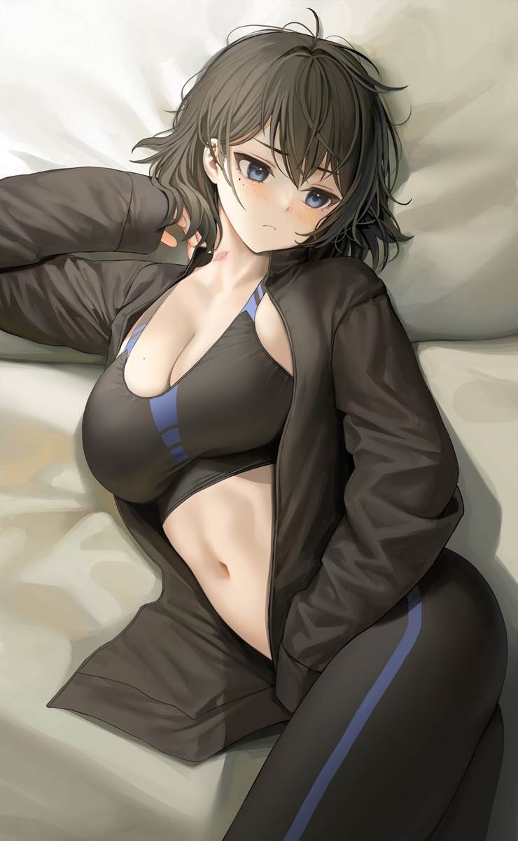 girl,breasts,belly,competition swimsuits,bellybutton,mole on breast,hickey,sports bra,original ...