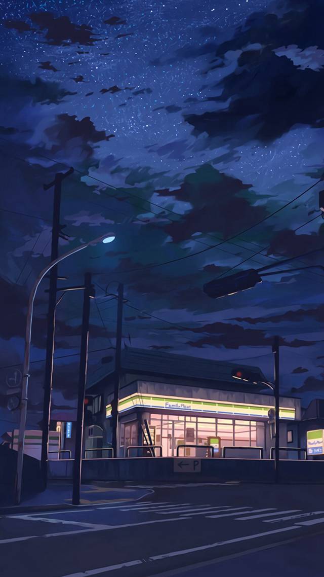 抬头仰望二次元的夜空场景插画 | BoBoPic