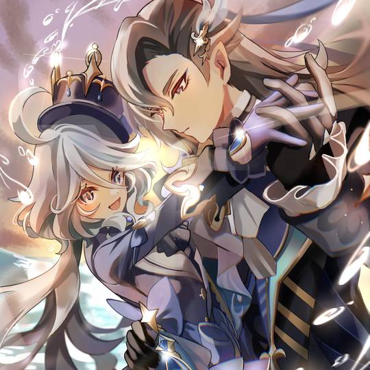 芙宁娜与那维莱特在一起的甜美头像图片 | BoBoPic